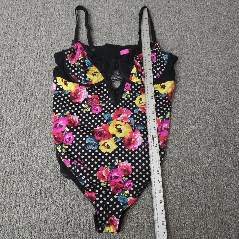 Betsey Johnson | Tops | Betsey Johnson Torrid Floral Polka Dot Lace Up ...